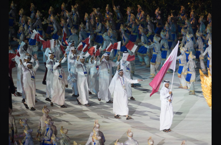 ILoveQatar.net | Abdulla Al Tamimi leads Team Qatar out at a ...