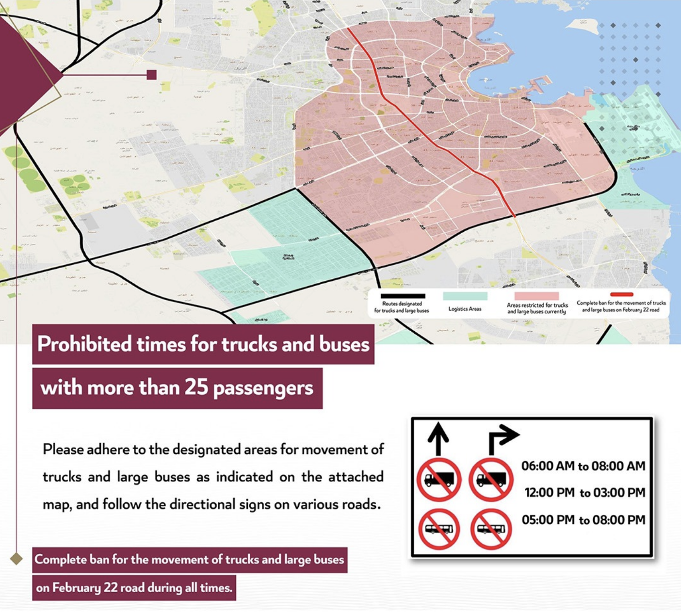 ILoveQatar.net | Trucks and big buses require permit in Doha city and ...