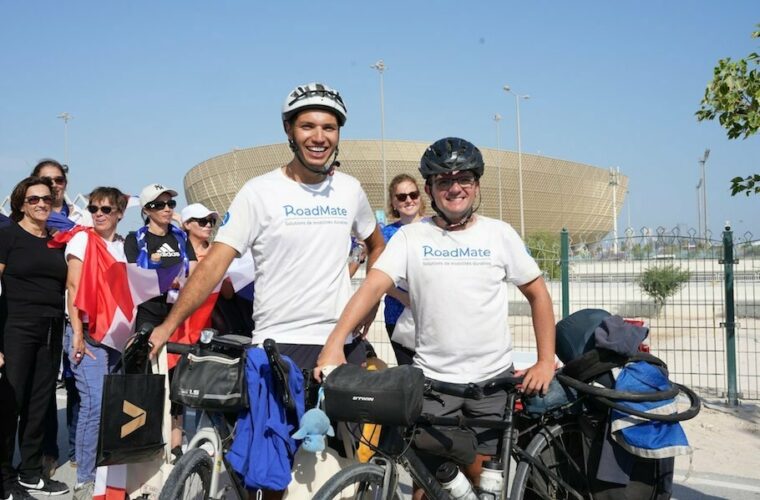 ILoveQatar.net | Two French fans who cycled across 8,000 km from Paris ...
